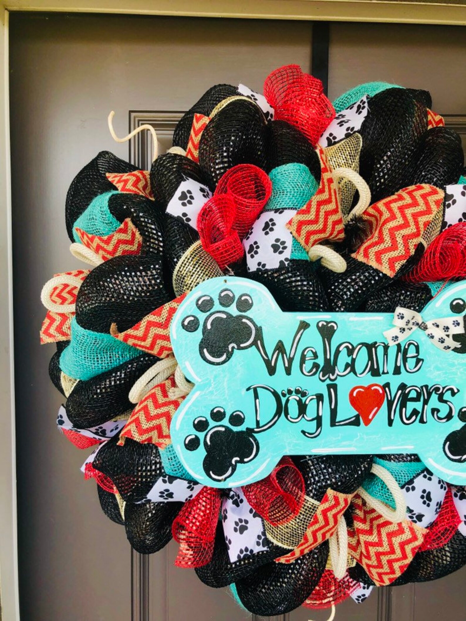 Dog Lover Wreath, Doggy Wreath, Dog Bone Wreath, Front Door Decor ...