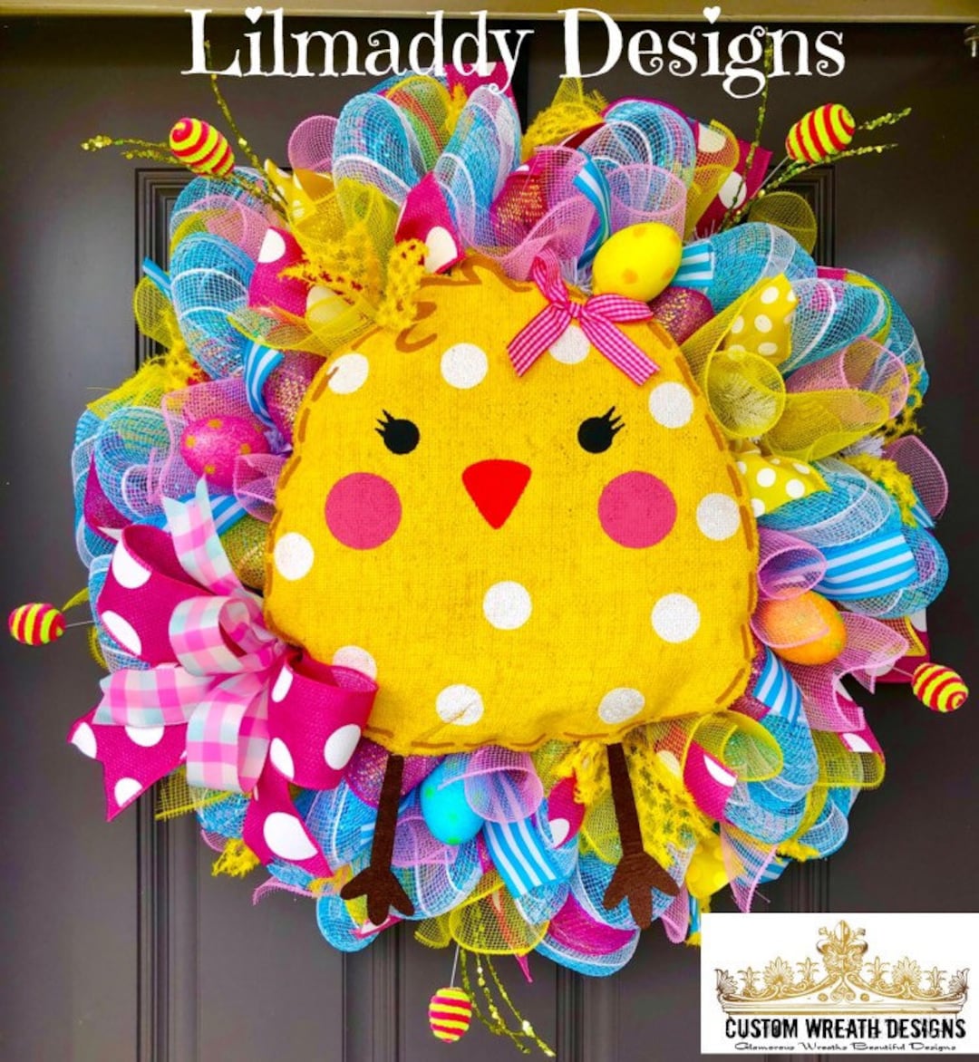 Easter Dot Chick Wreath, Easter Wreath, Easter Decorations, Easter ...