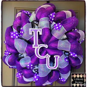 TCU Wreath, Deco Mesh Wreaths, Wreaths for Door, College Football ...