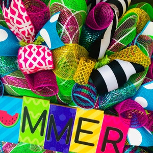 Bold Stripe Colorblock Summer Wreath, Summer Decor, Summer Swag, Summer ...