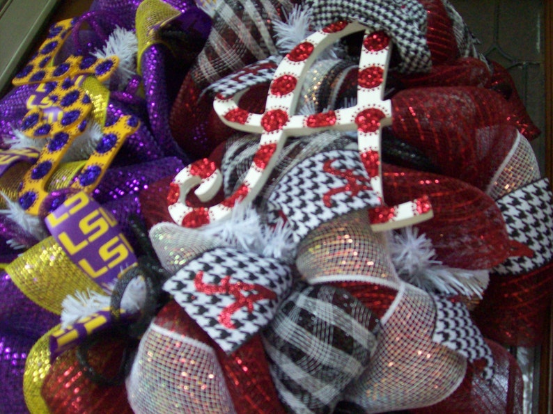 LSU and Alabama House Divided Wreath, LSU Wreath, Alabama Wreath, Deco ...