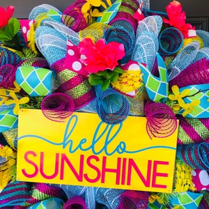 Summer Wreath, Summer Decor, Hello Sunshine, Hello Sunshine Decor ...