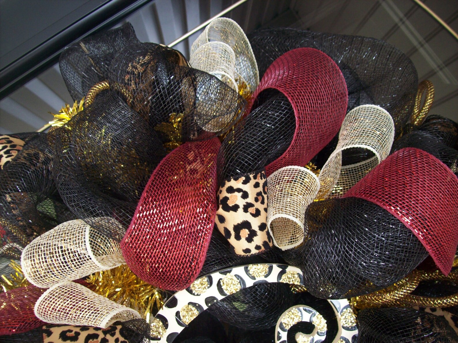 Monogram Leopard Wreath, Everyday Wreath, Wreath, Mesh Wreath, Leopard ...