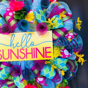 Summer Wreath, Summer Decor, Hello Sunshine, Hello Sunshine Decor ...
