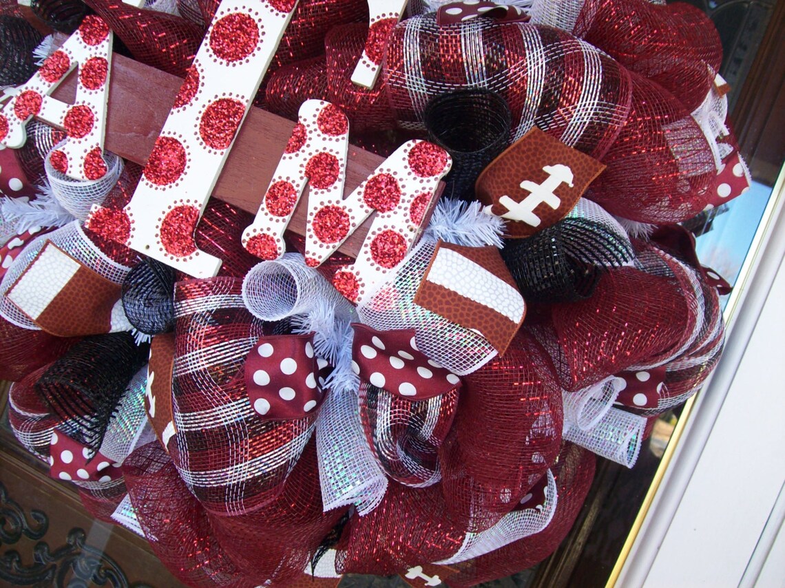 Texas A&M Wreath Texas A and M Wreath Deco Mesh Wreath | Etsy