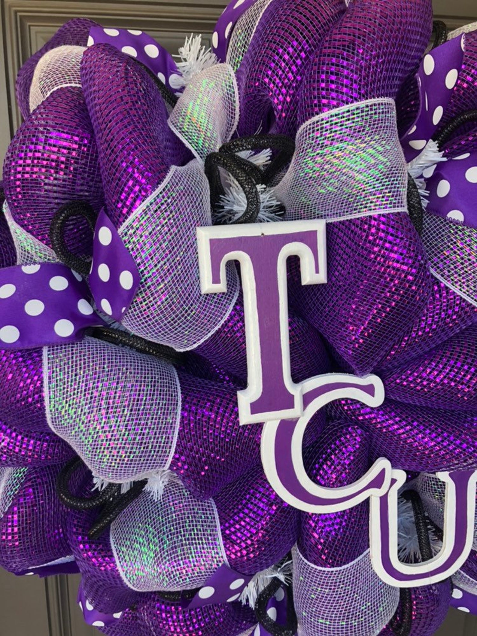 TCU Wreath, Deco Mesh Wreaths, Wreaths for Door, College Football ...