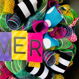 Bold Stripe Colorblock Summer Wreath, Summer Decor, Summer Swag, Summer ...