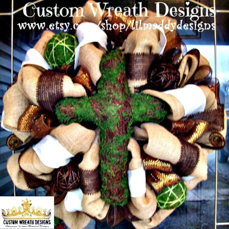 Burlap Cross Wreath - Etsy