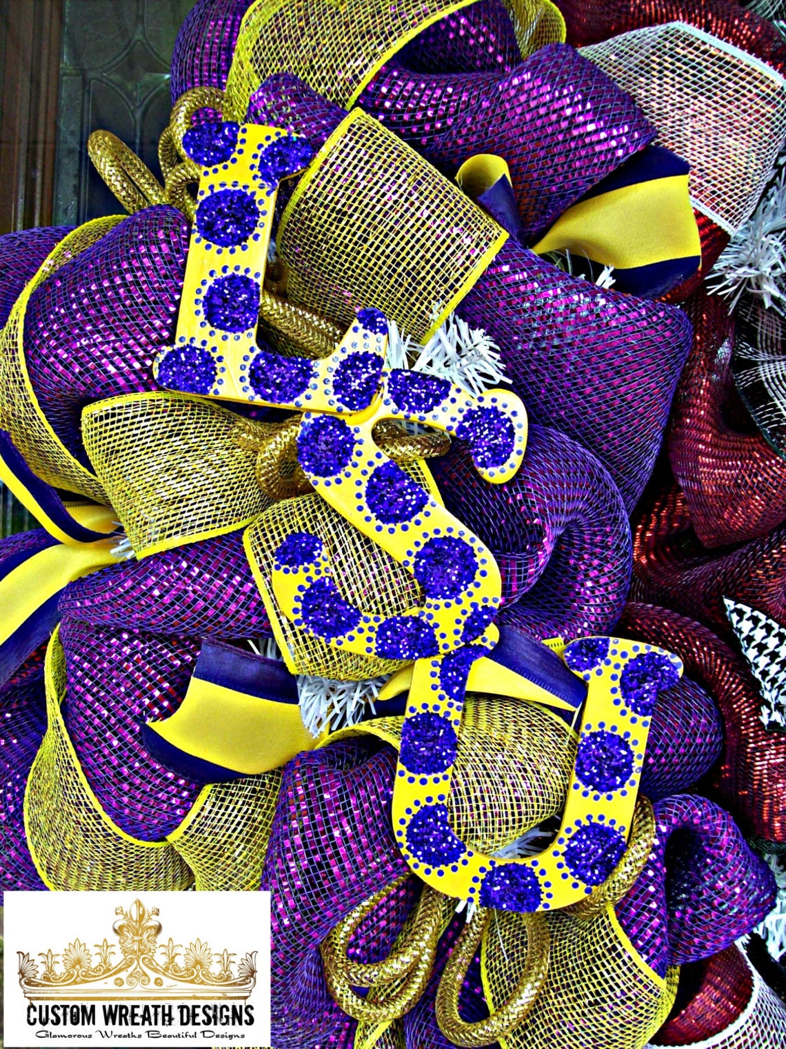 LSU and Alabama House Divided Wreath, LSU Wreath, Alabama Wreath, Deco ...