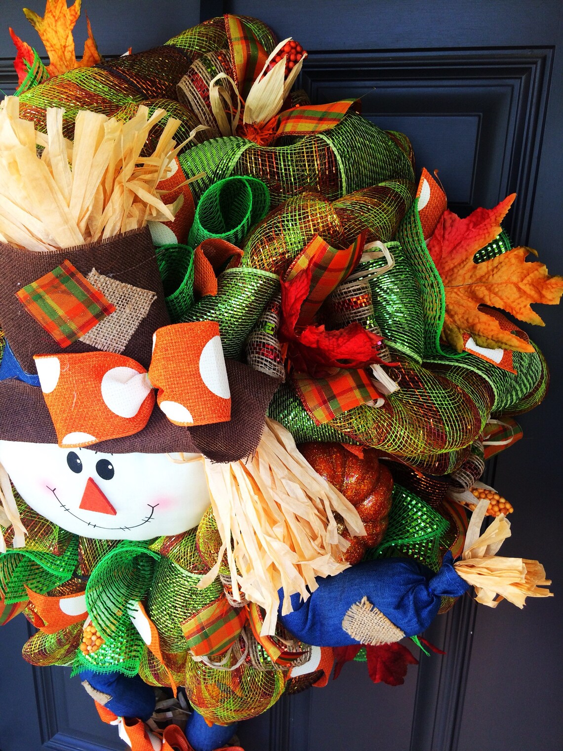 Fall Scarecrow Husk Wreath Fall Wreath Fall Decorations - Etsy