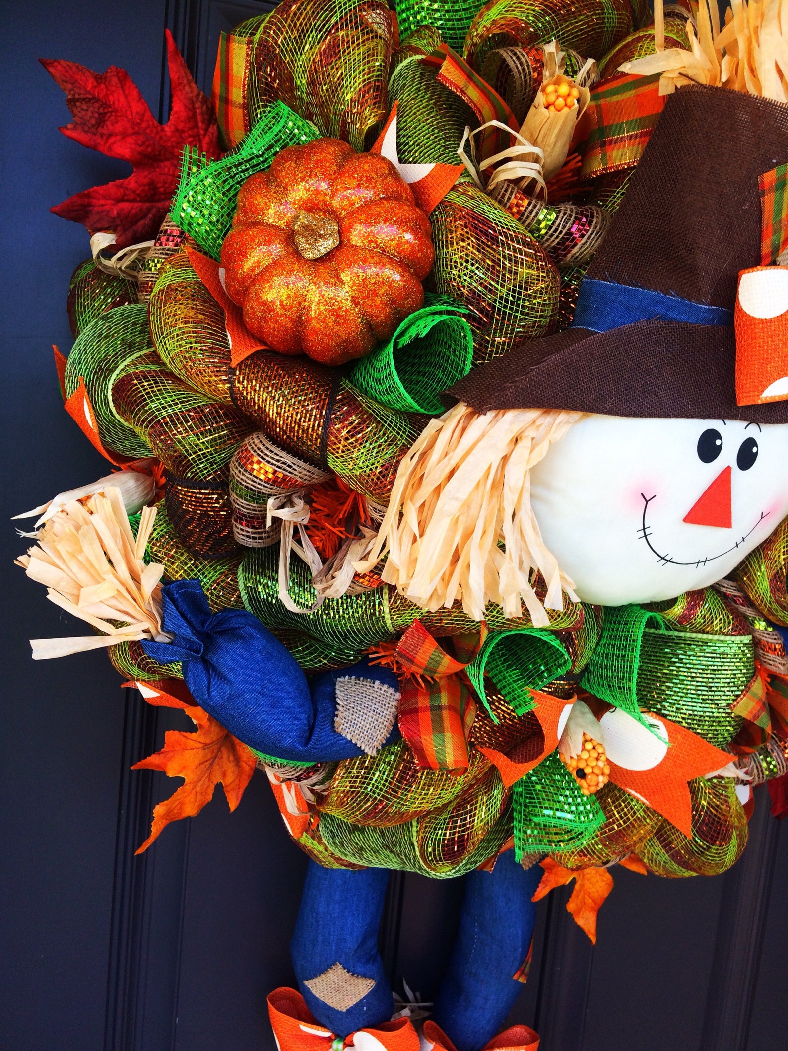 Fall Scarecrow Husk Wreath Fall Wreath Fall Decorations | Etsy