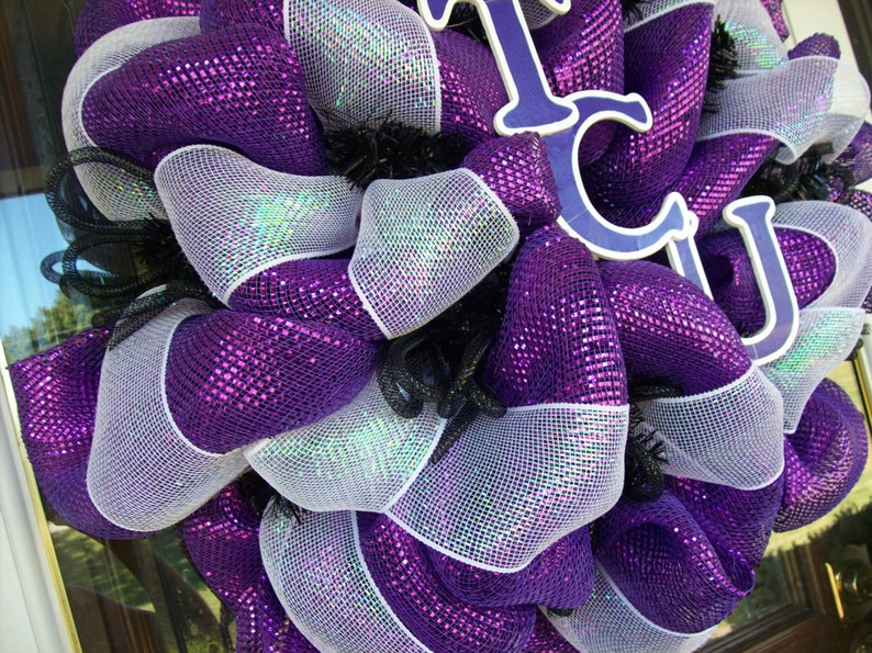 TCU Wreath Deco Mesh Wreaths Wreaths for Door College - Etsy