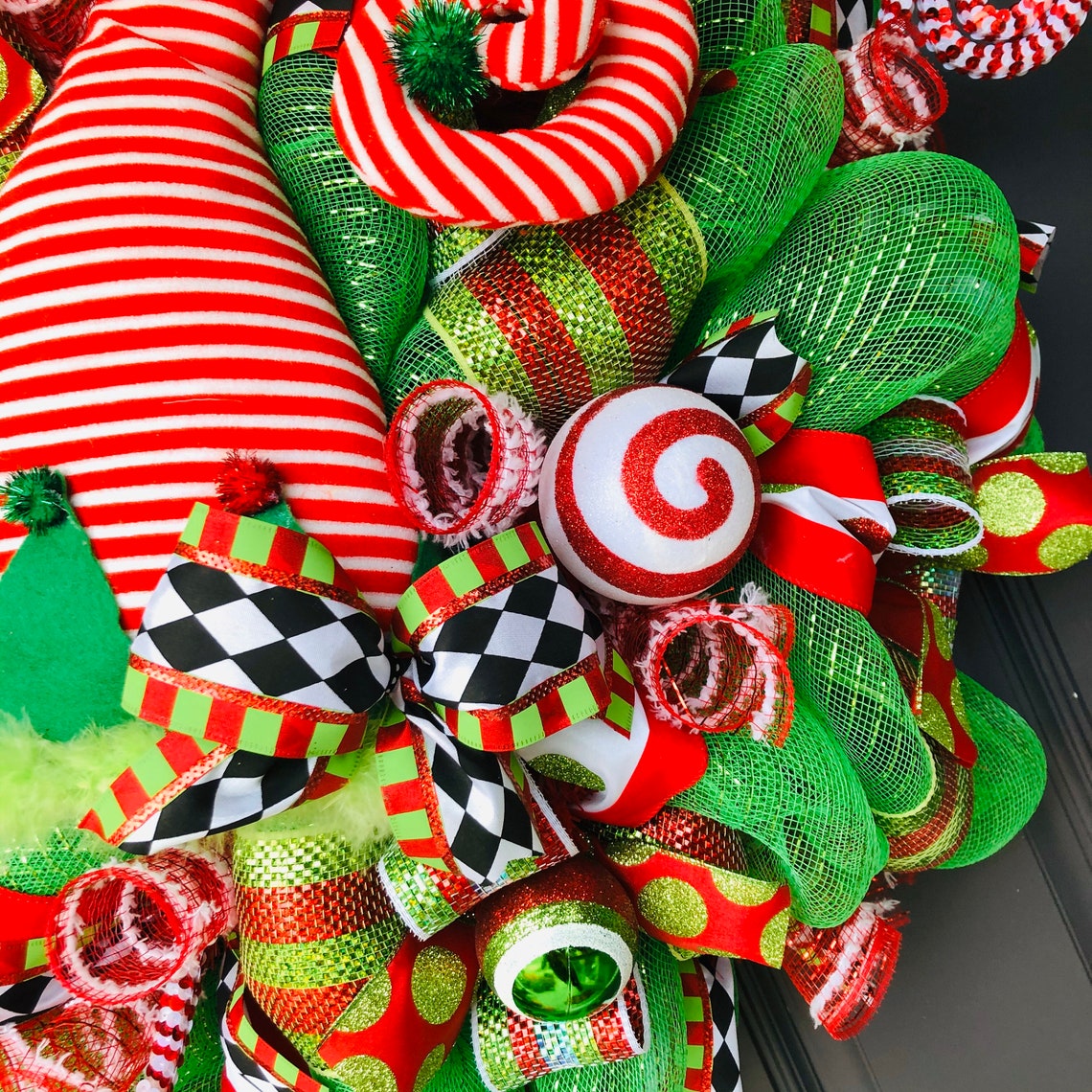 Elf Swag Elf Wreath Christmas Wreath Christmas Door Wreath | Etsy