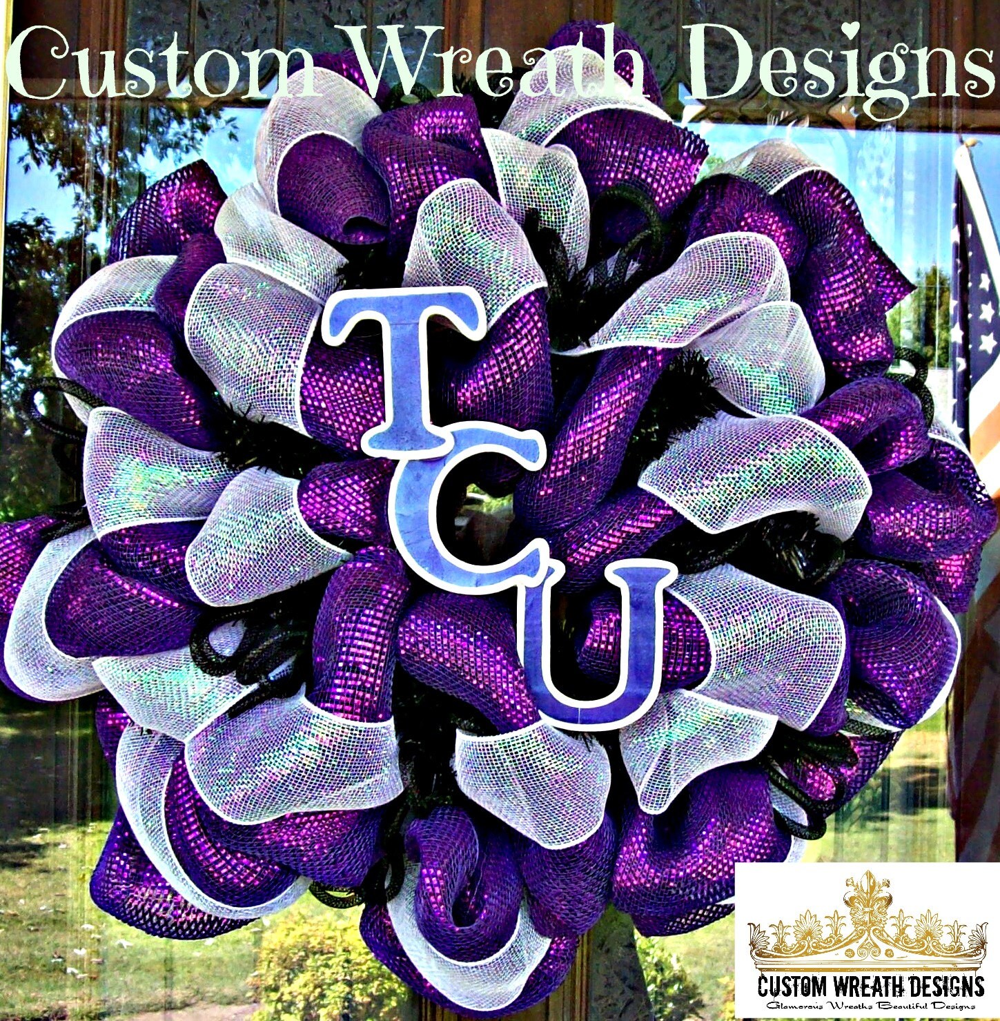 TCU Wreath deco mesh wreaths wreaths for door college | Etsy