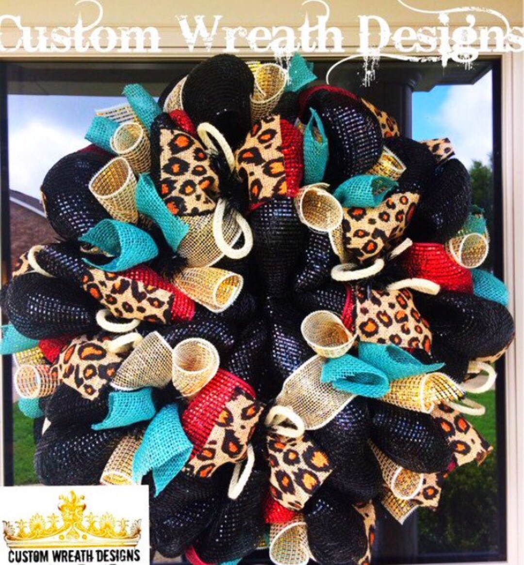 Lilmaddy Everyday Wreath, Summer Wreath, Leopard Burlap Wreath, Year ...