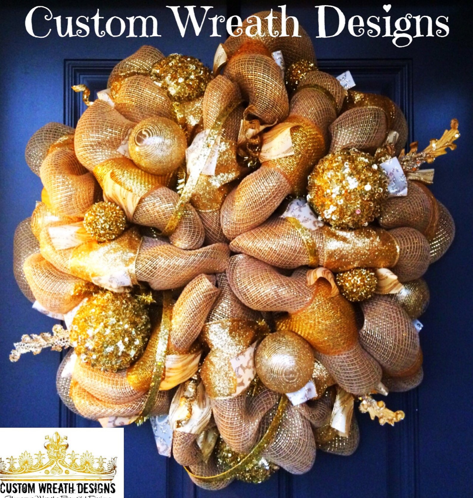 Gold Christmas Wreath, Gold Wreath, Christmas Wreath, Christmas Wreaths ...
