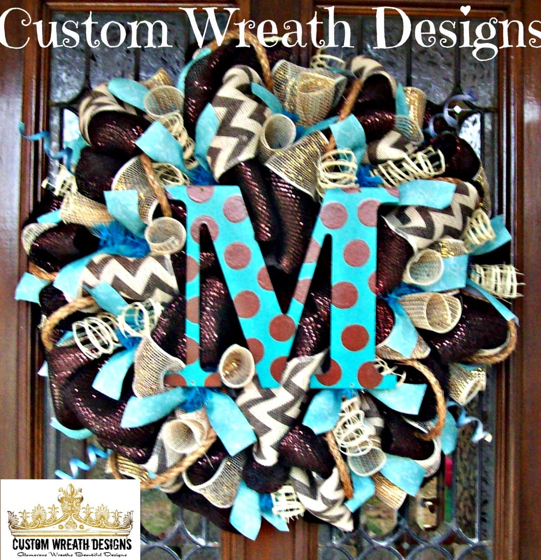 Custom Letter Monogram Wreath Front Door Wreath LM Wreath - Etsy