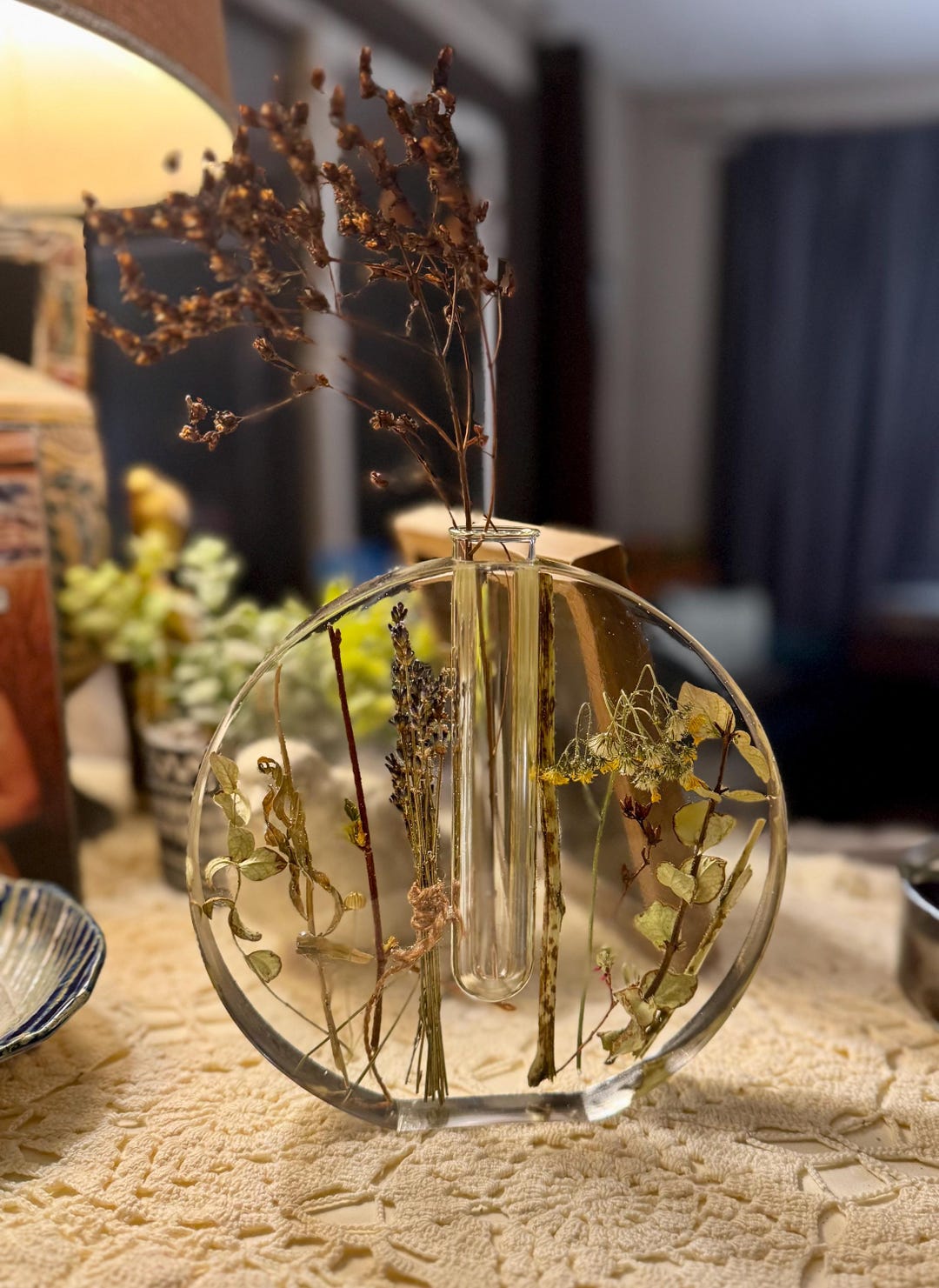 Dried Flower Resin Vase: Cottagecore Boho Decor - Etsy