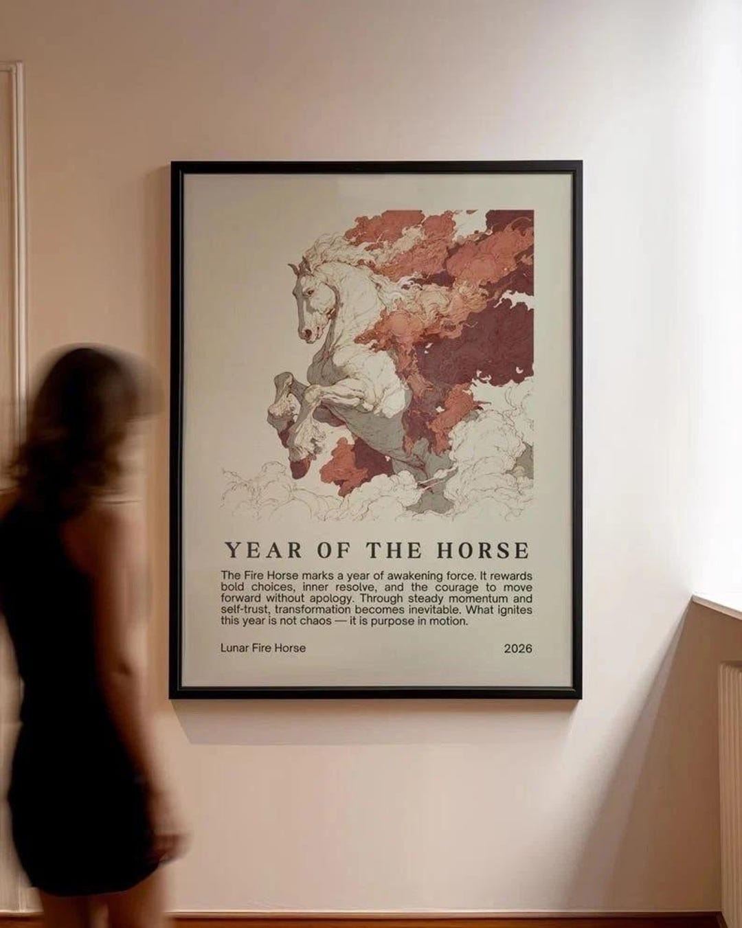 Year of the Horse Lunar Fire Horse Zodiac Art Poster 2026 - Etsy