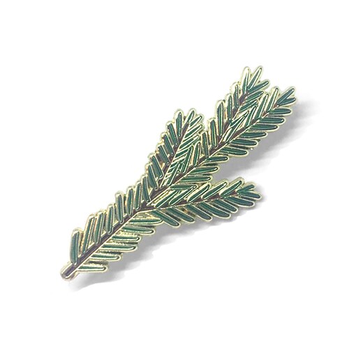Pine Branch Enamel Pin Golden Pine Branch Pin Wilderness - Etsy