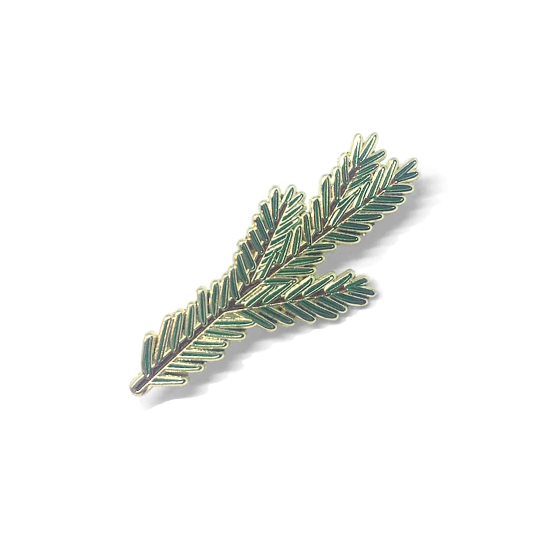 Pine Branch Enamel Pin - Golden Pine Branch Pin - Wilderness Pin ...