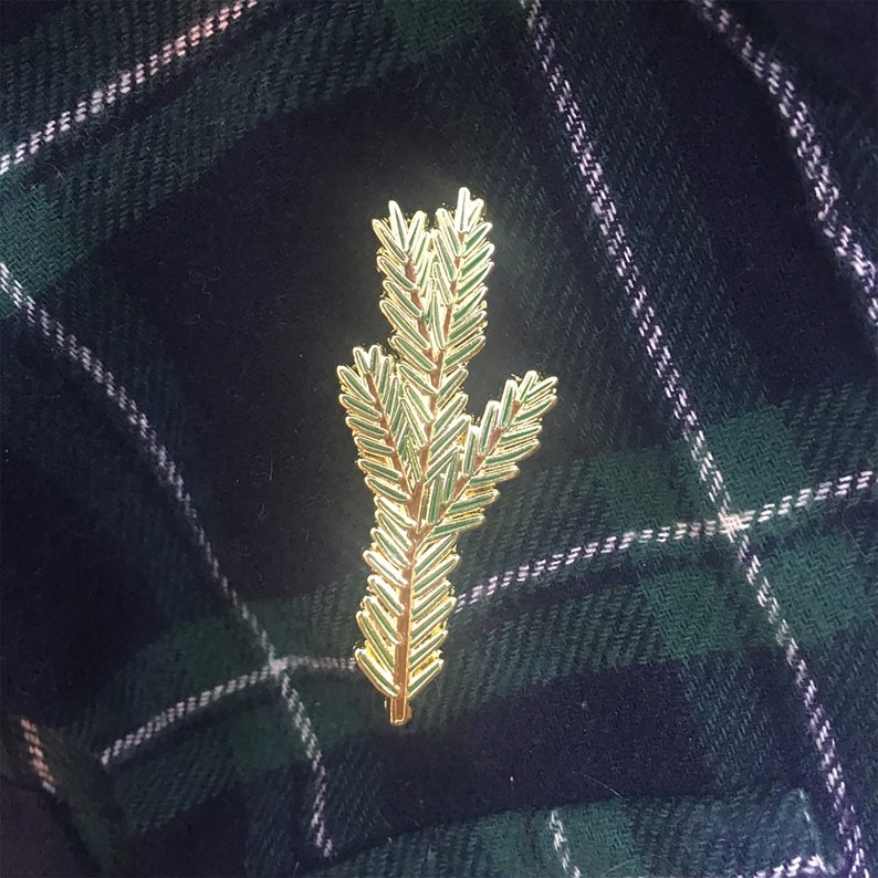 Pine Branch Enamel Pin Golden Pine Branch Pin Wilderness | Etsy