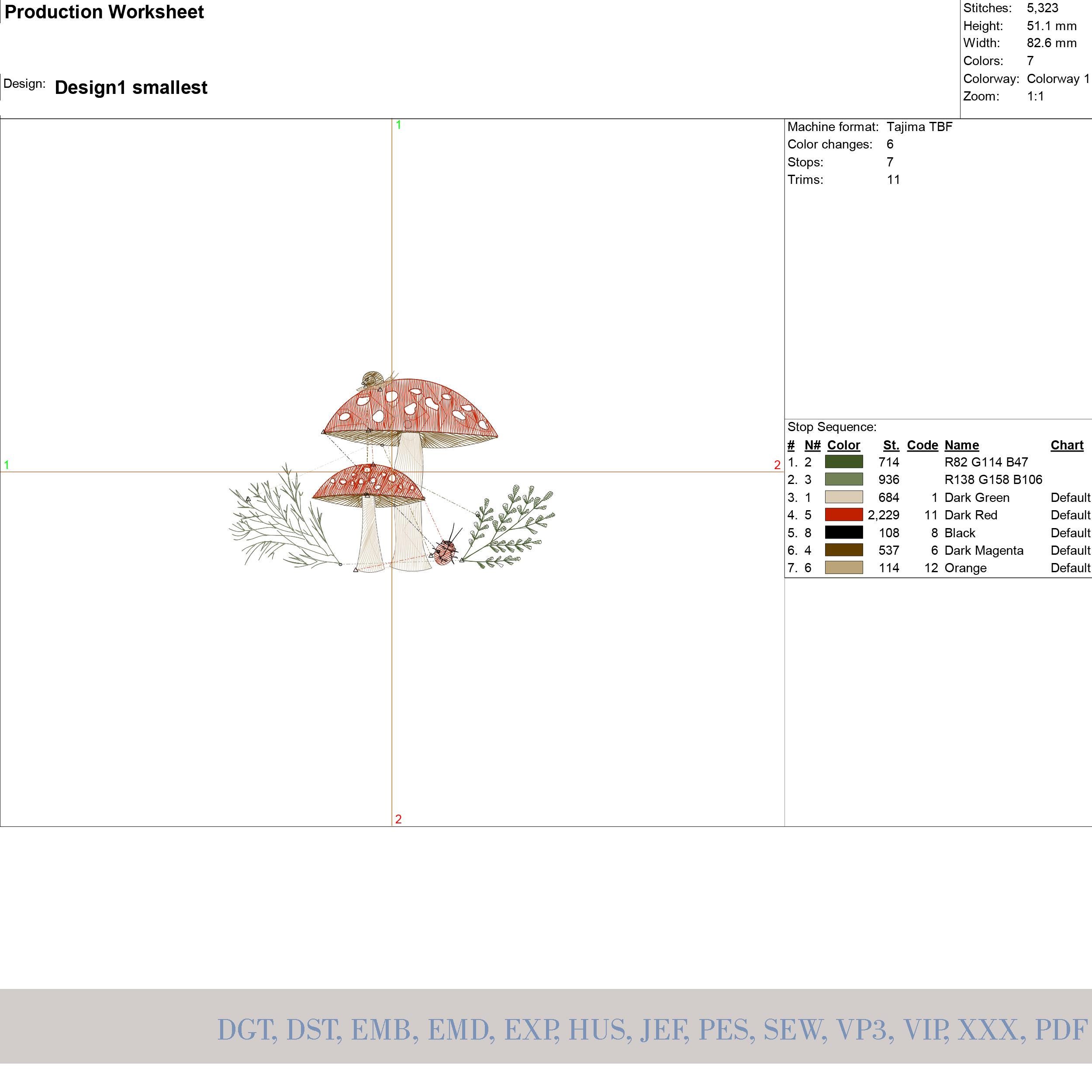 Mushroom Motif Machine Embroidery Design: Cottagecore Digital Pattern ...