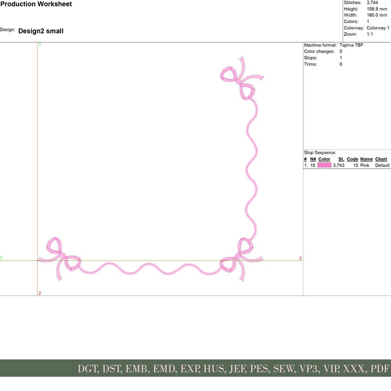 Pink Bow and Frame Machine Embroidery Design: Girly Accents (digital ...
