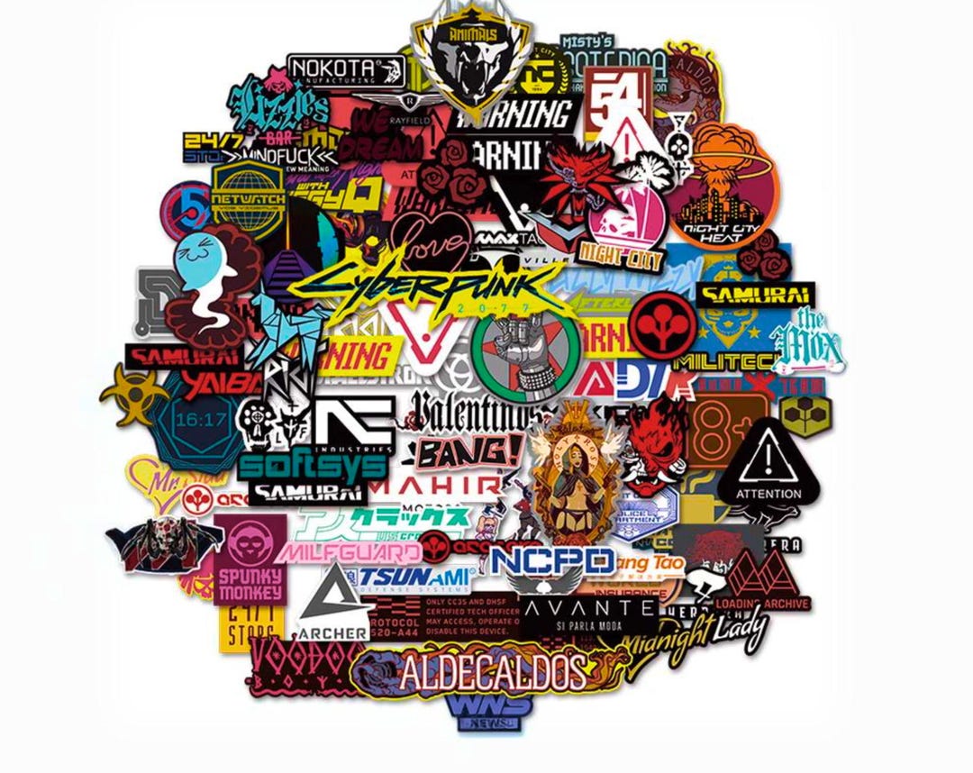Cyberpunk Sticker Pack – 100 Vinyl Stickers, Neon Sci-fi Decals, Laptop ...