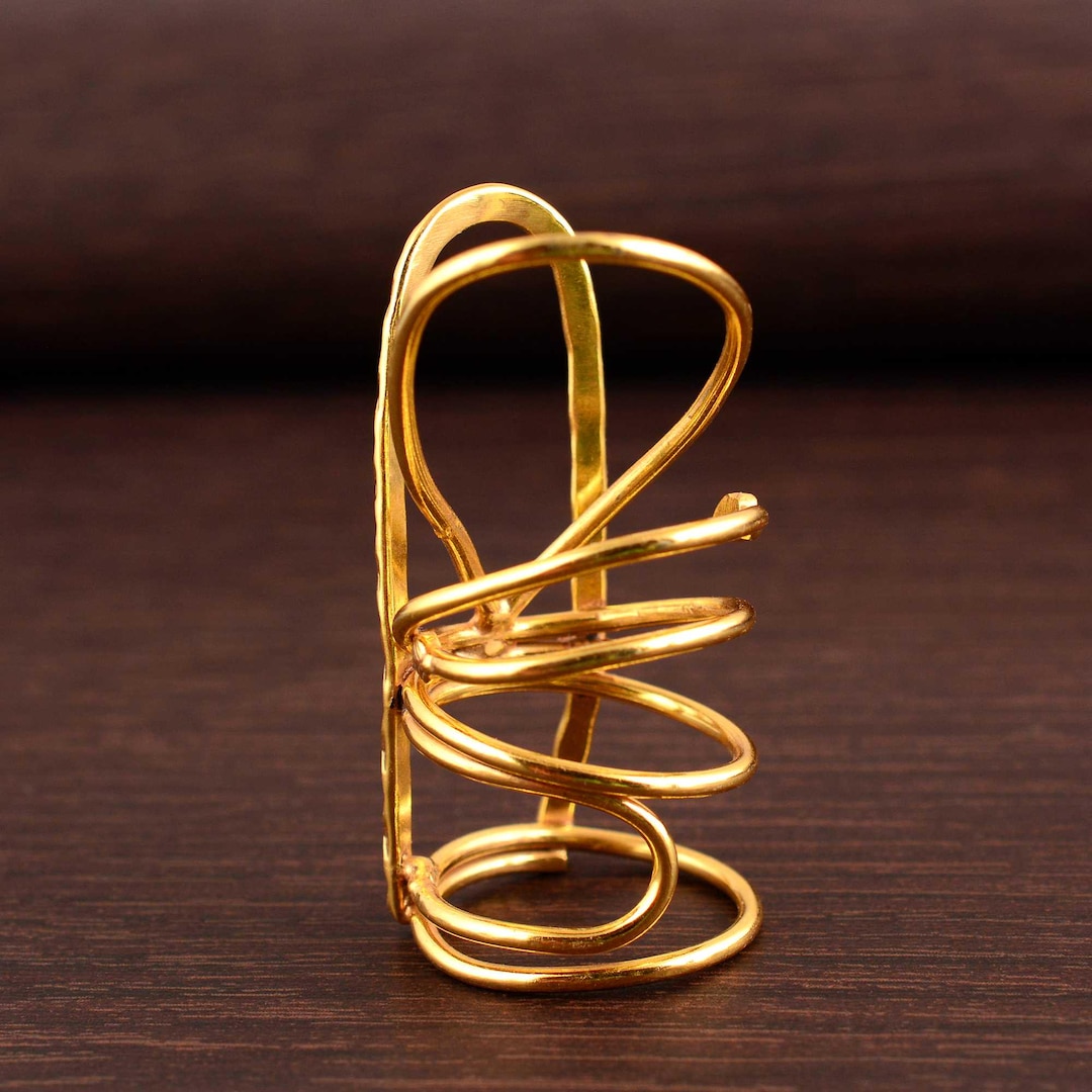 Long Gold Wire Cage Hair Cuff, Adjustable Spiral Loc Jewelry, Statement ...