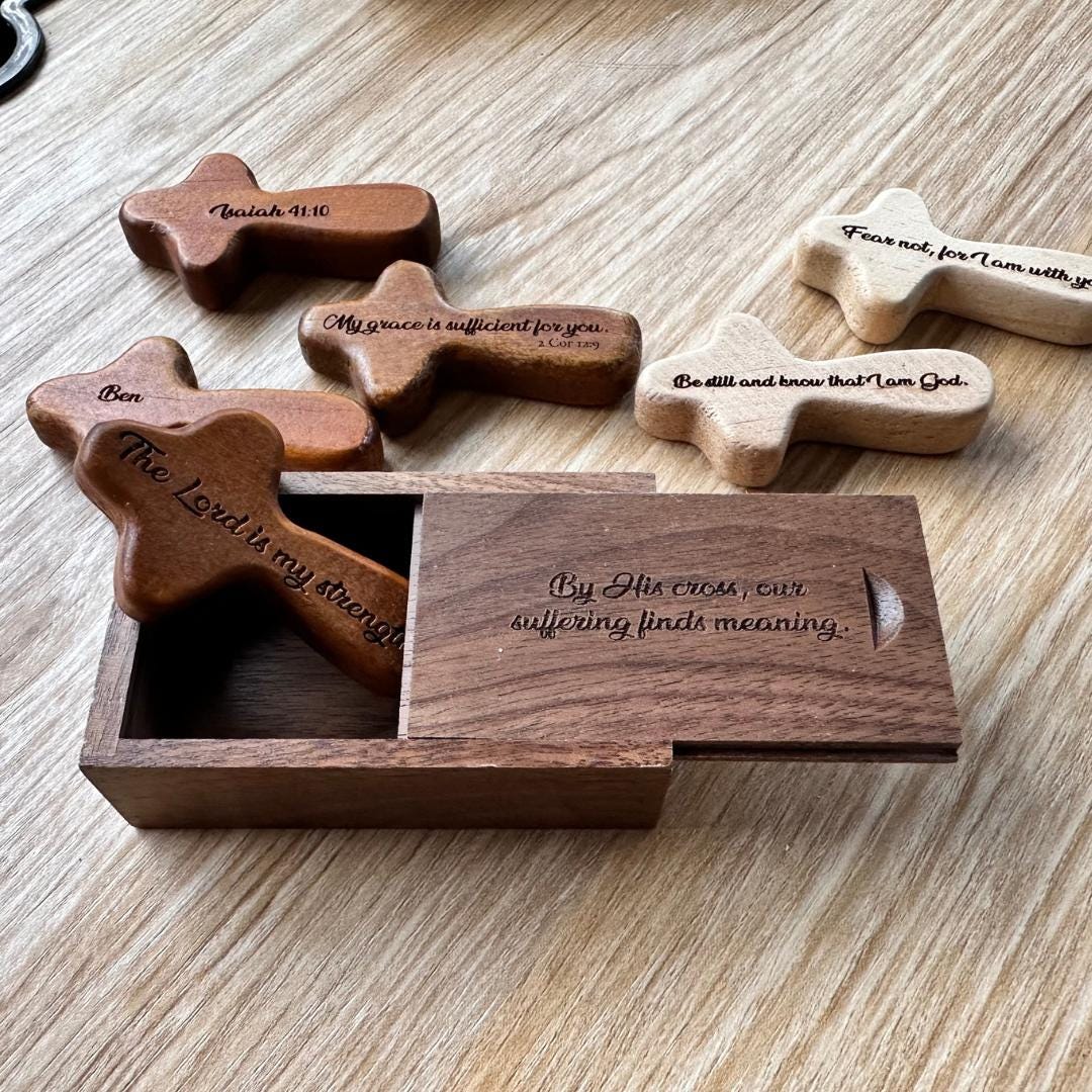 Sympathy Gift Box Christian Comfort Cross Custom Engraved Bible Verse ...