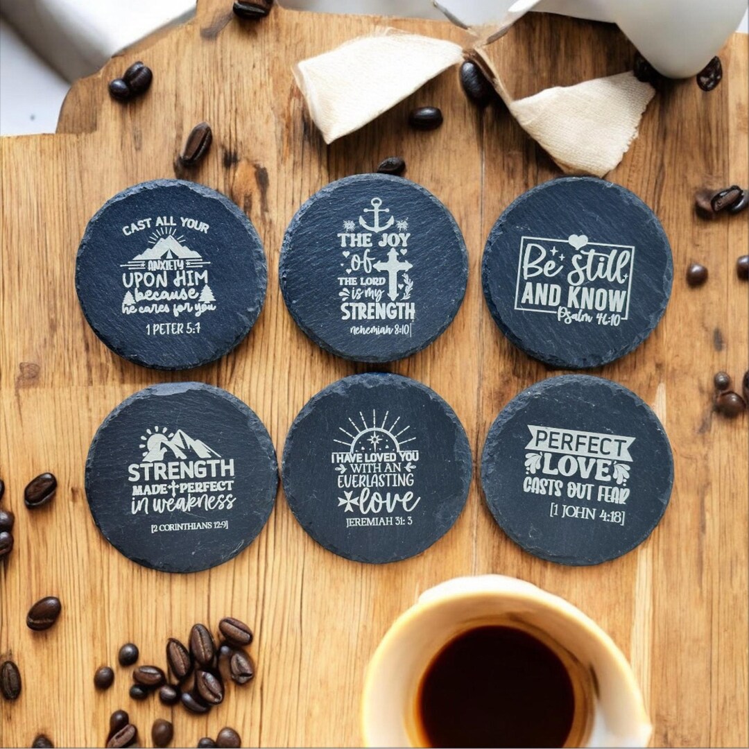 Gift for Christian Bible Verse Gift Coasters With Holder Personalized ...