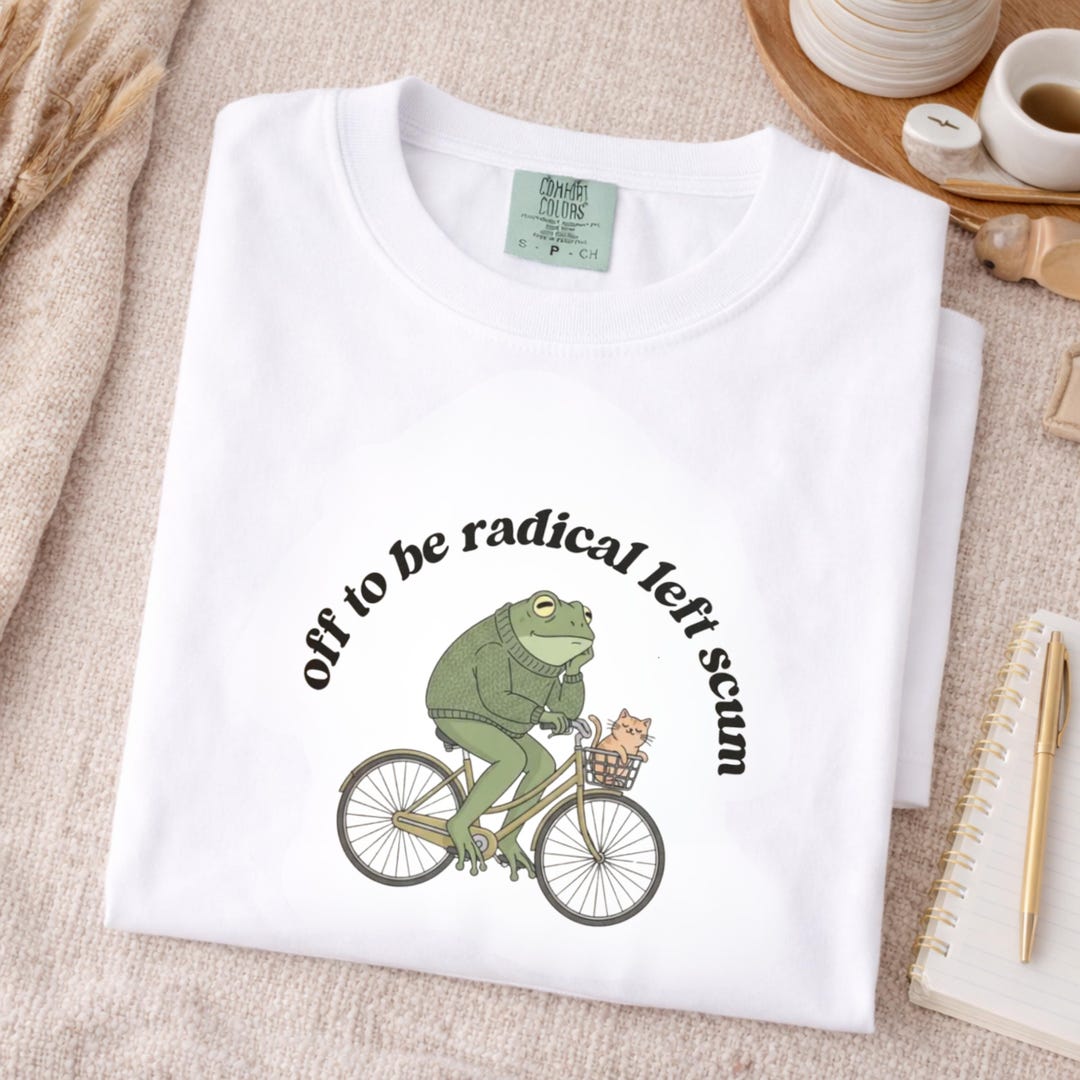 Off to Be Radical Left Scum Shirt Funny Frog on Bicycle Sweatshirt ...