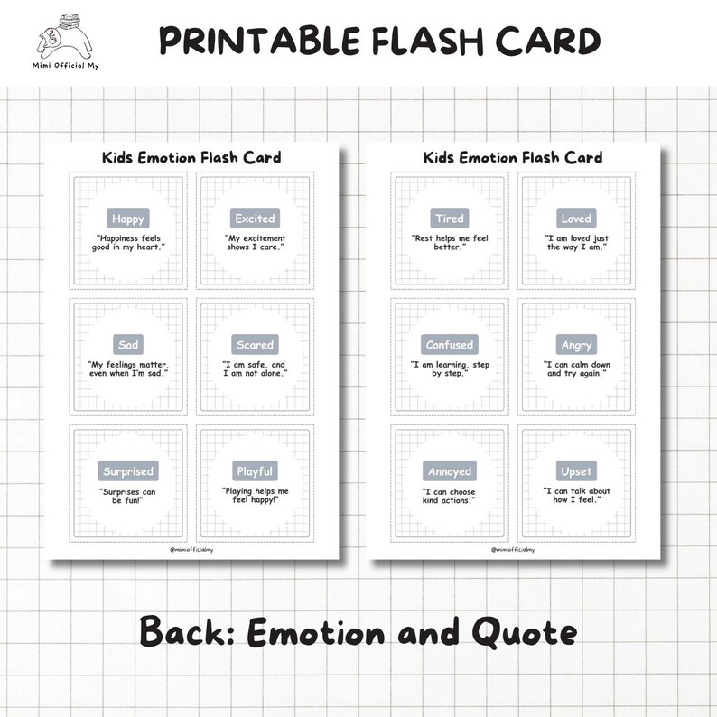 Kids Emotion Flash Cards Printable | Feelings Cards for Children ...