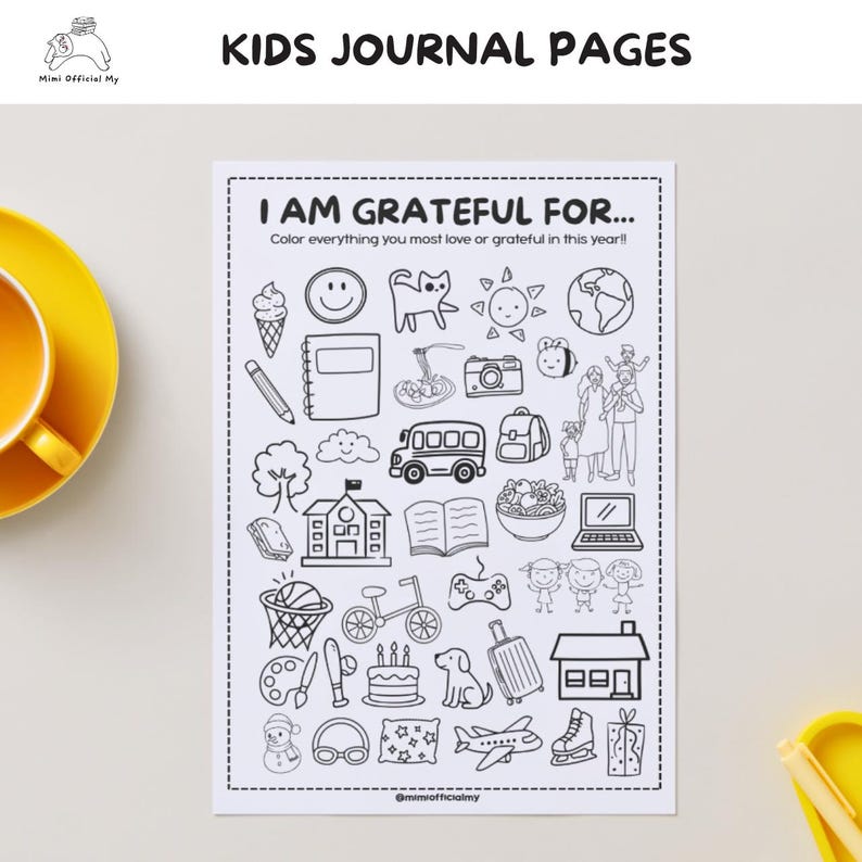 I Am Grateful for Kids Activity Page Printable, Gratitude Coloring ...