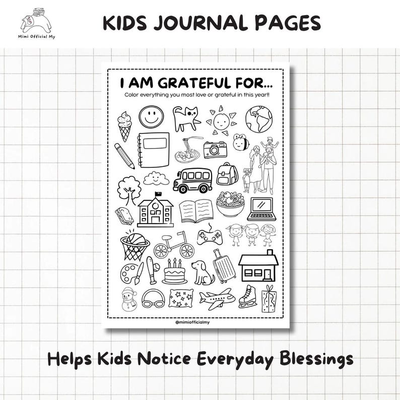I Am Grateful for Kids Activity Page Printable, Gratitude Coloring ...