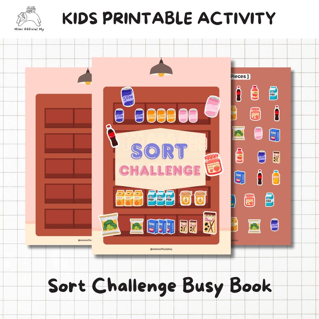 Sort Challenge 1 Kids Printable Busy Book Activity | Montessori Sorting ...