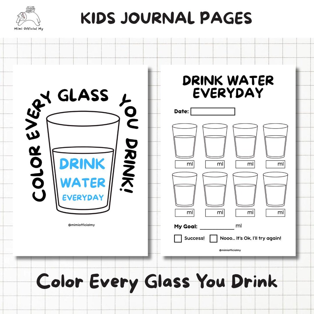 Kids Water Tracker Printable | Drink Water Journal Page | Daily ...
