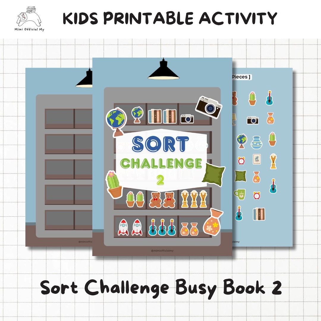 Sort Challenge 2 Busy Book for Kids Printable, Montessori Sorting ...