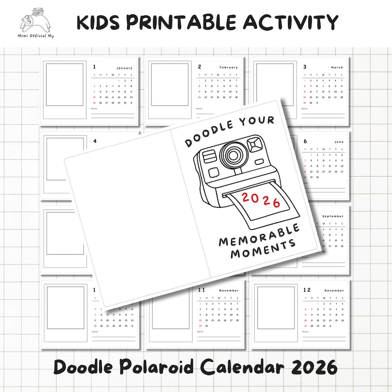 Polaroid Kalender 2026 für Kinder zum Ausdrucken | Monatlicher ...
