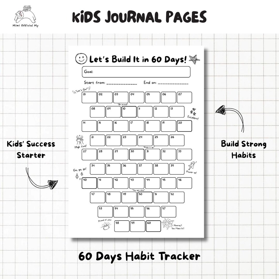 Kids Motivation Habit Tracker, Printable Pages, Kids Journal, Build ...
