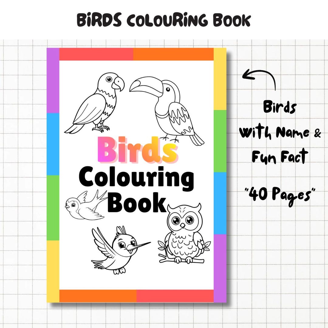 Birds Coloring Book, Kids Coloring, Preschool, Kindergarten, Activity ...