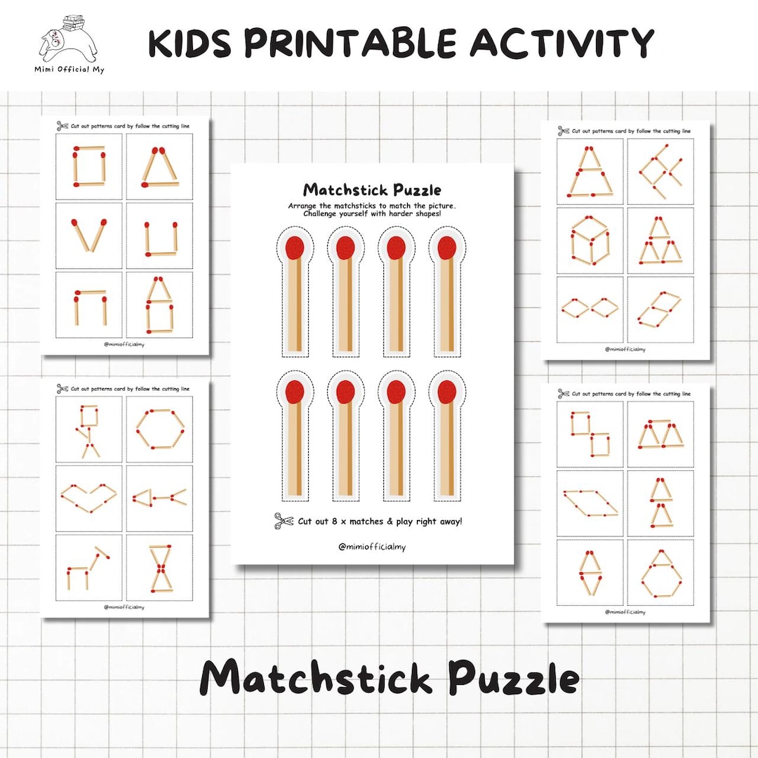 Matchstick Puzzle for Kids Printable | Thinking & Logic Puzzle | STEM ...
