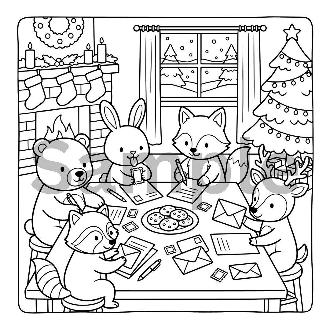 Fuzzy Christmas Friends Coloring Pages - 10 Printable PDF Pages ...