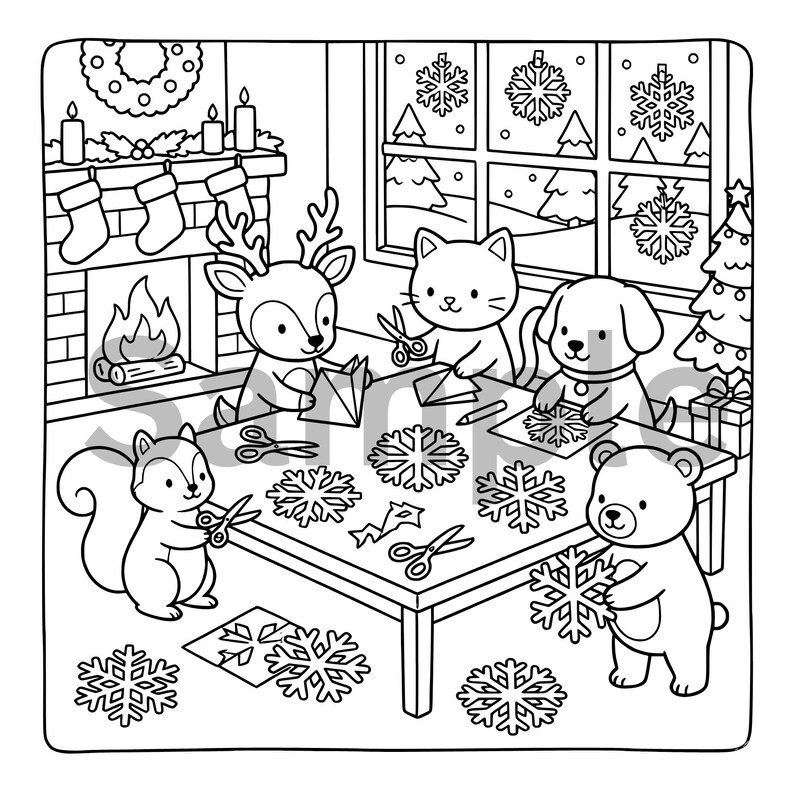 Fuzzy Christmas Friends Coloring Pages - 10 Printable PDF Pages ...