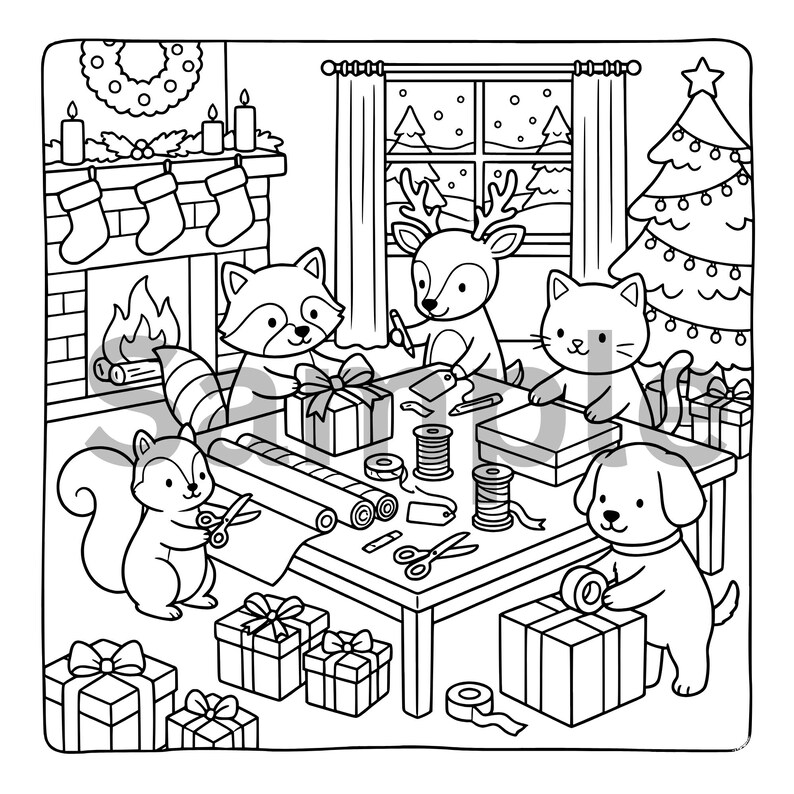 Fuzzy Christmas Friends Coloring Pages - 10 Printable PDF Pages ...