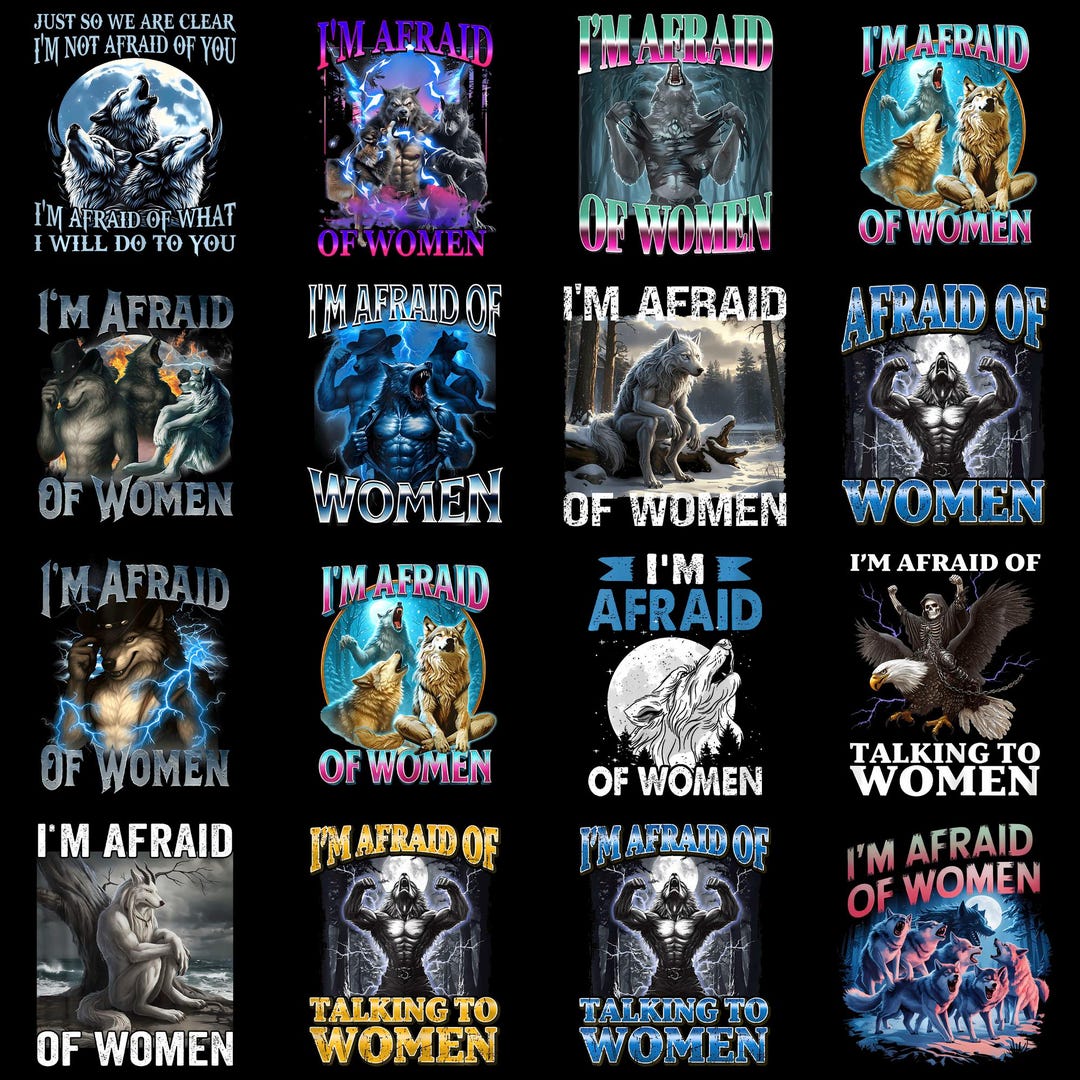I'm Afraid of Women Werewolf Memes PNG, Spooky Humor Clipart, Slay ...