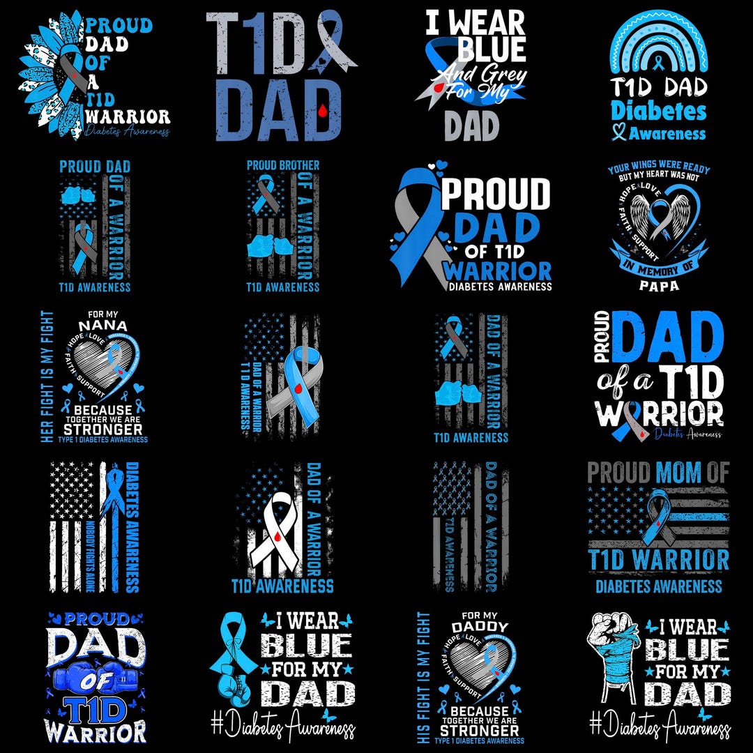 Dad of a T1D Warrior PNG, Diabetes Awareness Clipart, Type 1 Diabetic ...