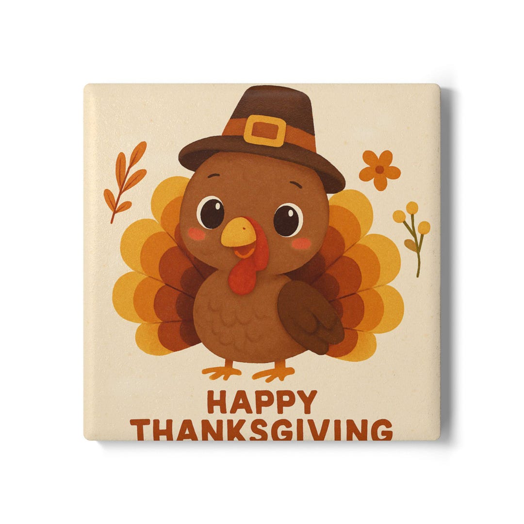 Thanksgiving Turkey Ceramic Coaster: Fall Holiday Decor - Etsy