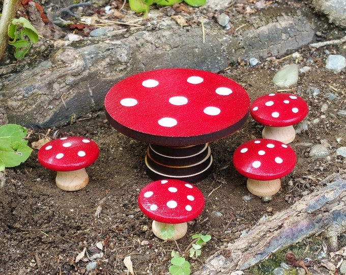 Fairy Table Mushroom Table Gnome Table And Chair Toadstool Table Fairy
